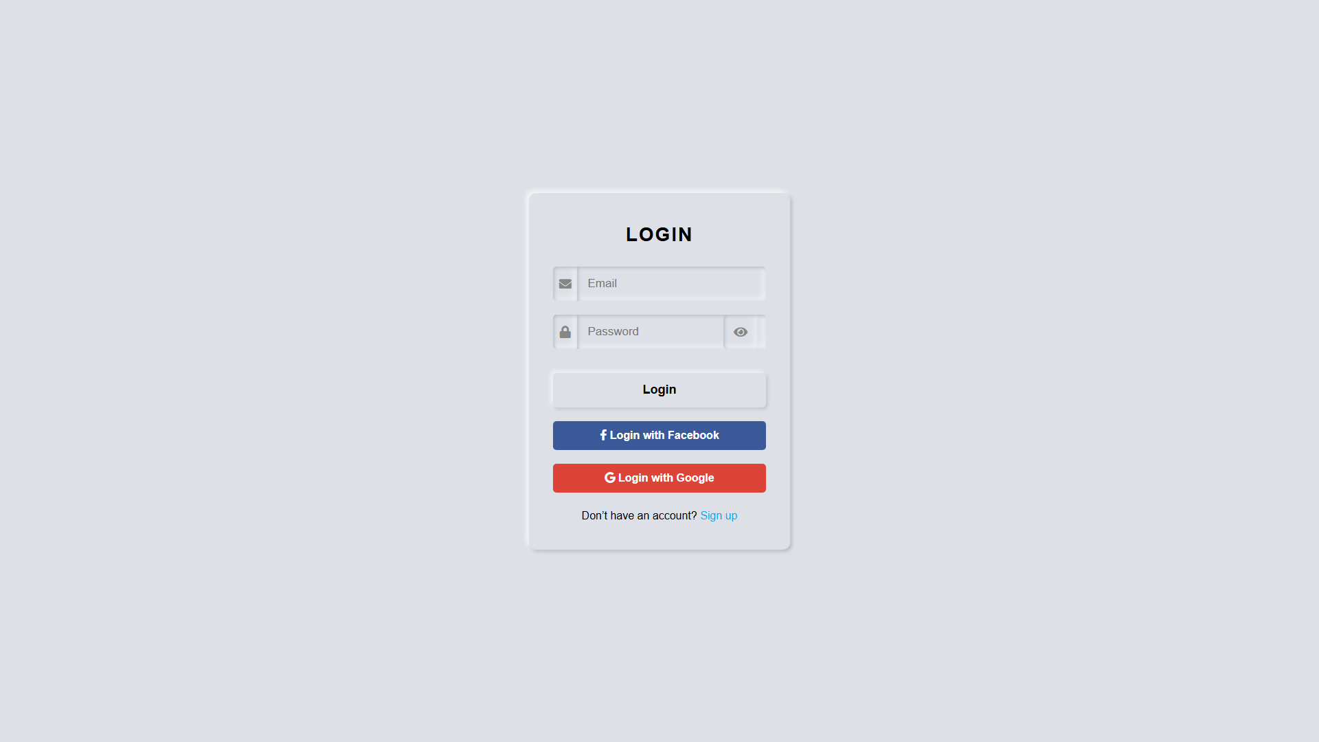 Create Neumorphism Login & Signup Form with HTML, CSS & JS - Worldana